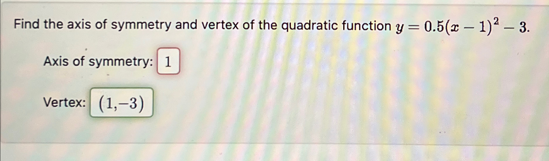 Solved Find the axis of symmetry and vertex of the quadratic | Chegg.com