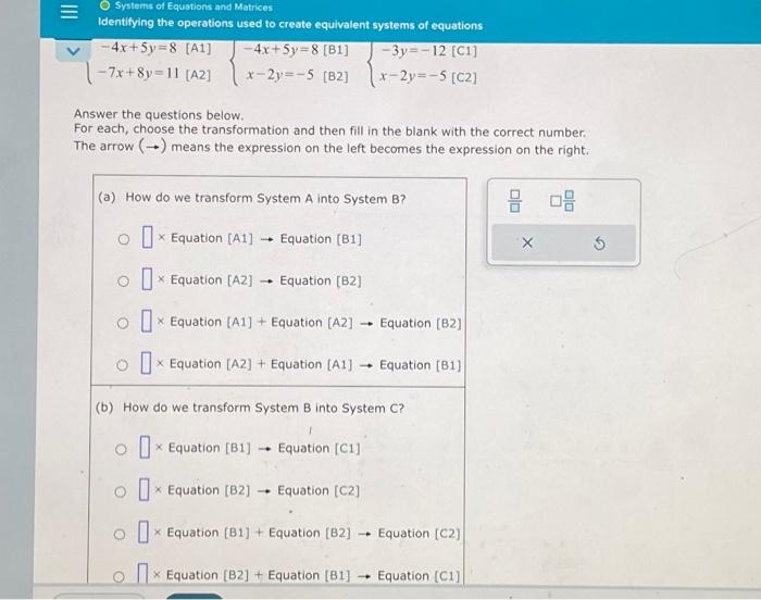 Solved O Systems of Equations and Matrices Identifying the | Chegg.com Solved O Systems of Equations and Matrices Identifying the | Chegg.com