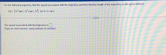 Solved For the following trajectory, find the speed | Chegg.com