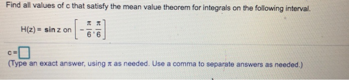 Solved Find all values of c that satisfy the mean value | Chegg.com