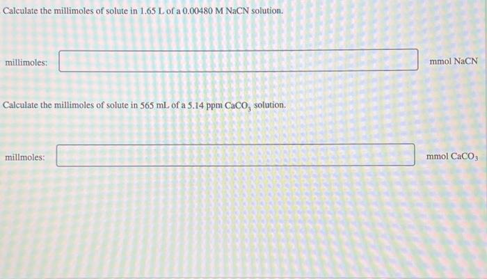 Solved Calculate the millimoles of solute in 1.65 L of a | Chegg.com