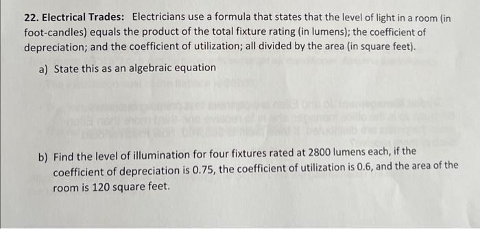 Solved 22. Electrical Trades: Electricians use a formula | Chegg.com