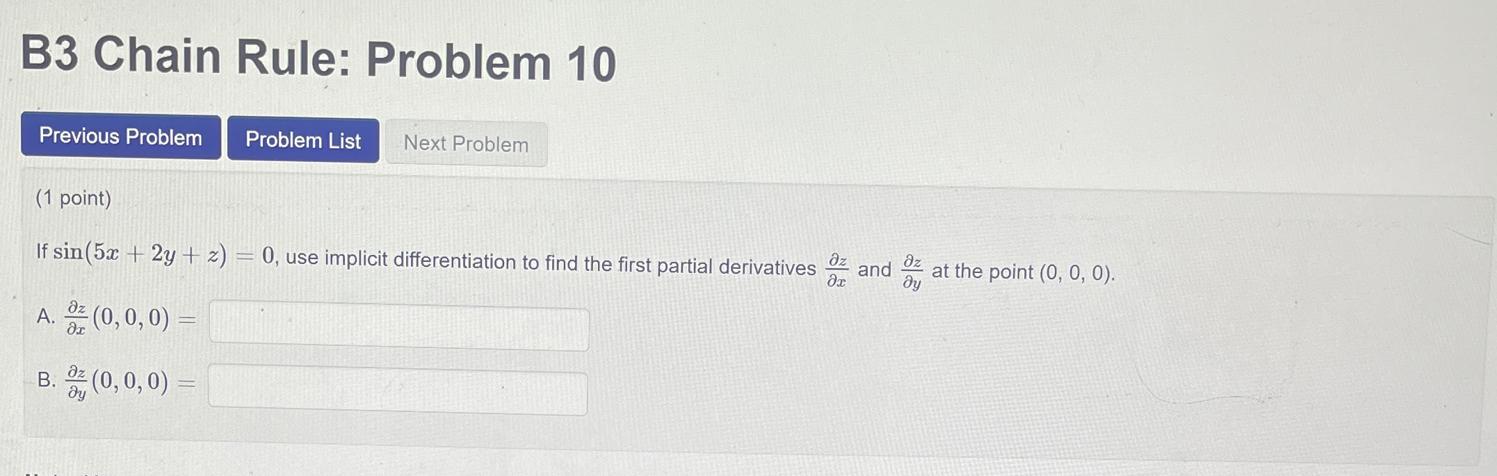 Solved B3 ﻿Chain Rule: Problem 10(1 ﻿point)If | Chegg.com