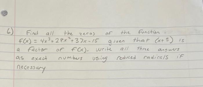 Solved Find all the zeros of the function | Chegg.com
