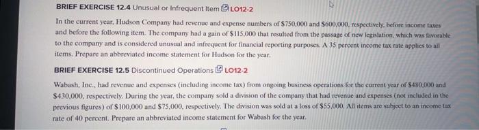 Solved BRIEF EXERCISE 12.4 Unusual or infrequent Item GI | Chegg.com
