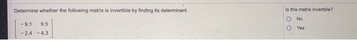 Solved Determine whether the following matrix is invertible | Chegg.com