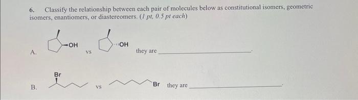 Solved 6. Classify the relationship between each pair of | Chegg.com