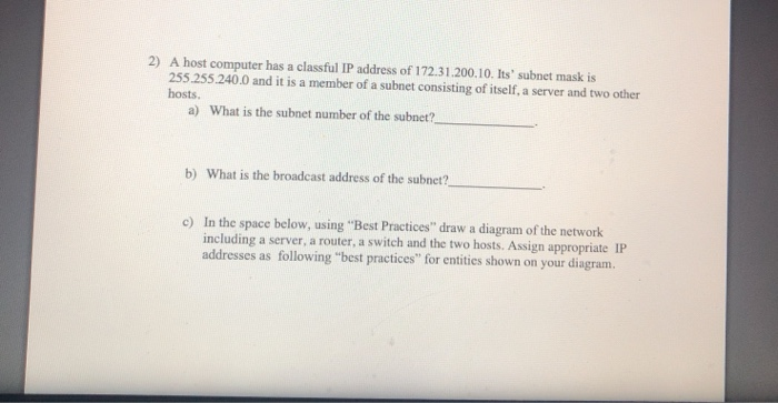 Solved 2) A host computer has a classful IP address of | Chegg.com