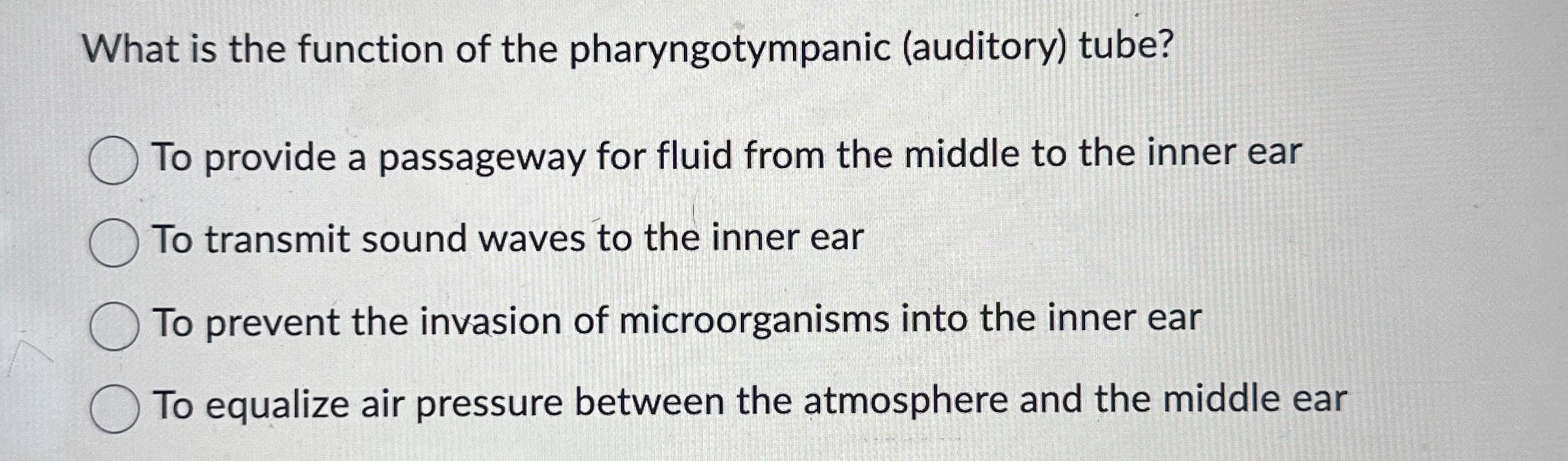 Solved What is the function of the pharyngotympanic | Chegg.com