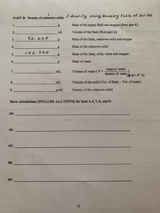 Solved PRE-LAB ASSIGNMENT FOR EXPERIMENT 1 DENSITIES OF | Chegg.com
