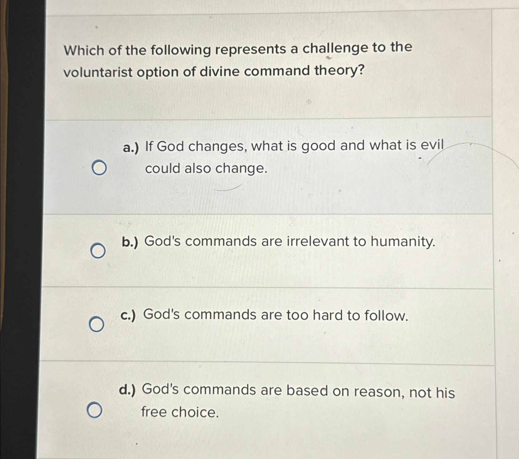 Solved Which of the following represents a challenge to the | Chegg.com