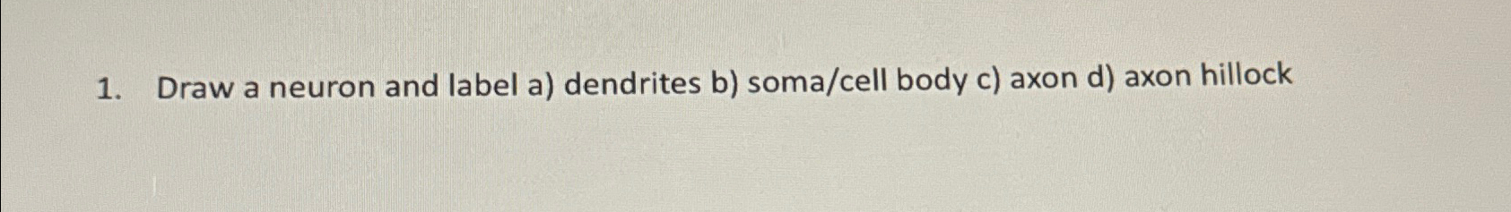 Solved Draw a neuron and label a) ﻿dendrites b) ﻿soma/cell | Chegg.com