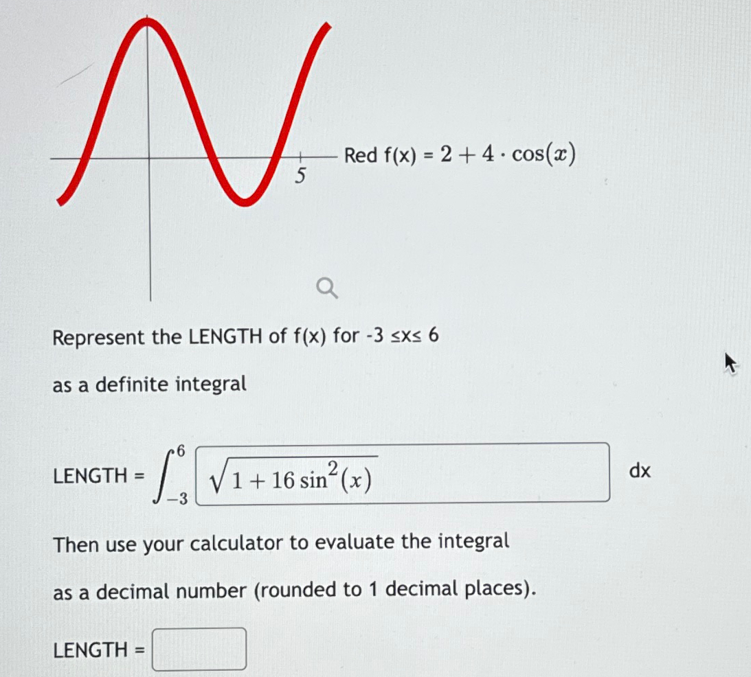 Solved Represent the LENGTH of f(x) ﻿for -3≤x≤6as a definite | Chegg.com