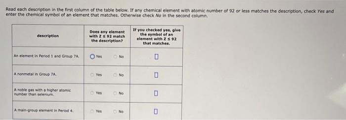 Solved Read each description in the first column of the | Chegg.com