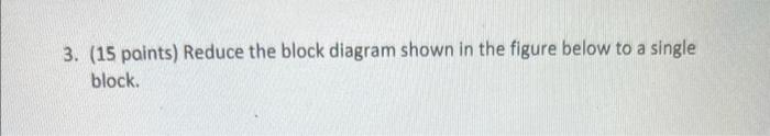 Solved 3. (15 points) Reduce the block diagram shown in the | Chegg.com Solved 3. (15 points) Reduce the block diagram shown in the | Chegg.com