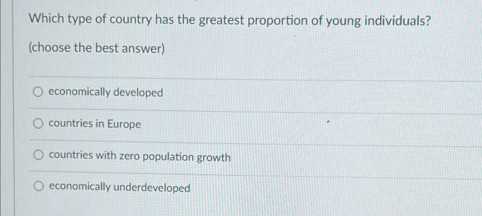 Solved Which type of country has the greatest proportion of | Chegg.com