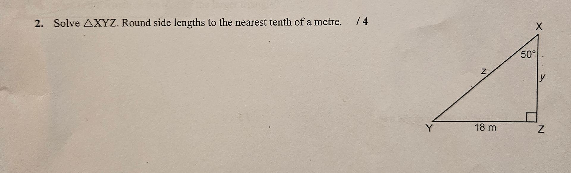 Solved Solve ????xYZ. ﻿Round side lengths to the nearest | Chegg.com