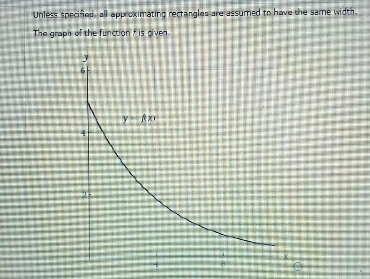 Solved Unless specified, all approximating rectangles are | Chegg.com