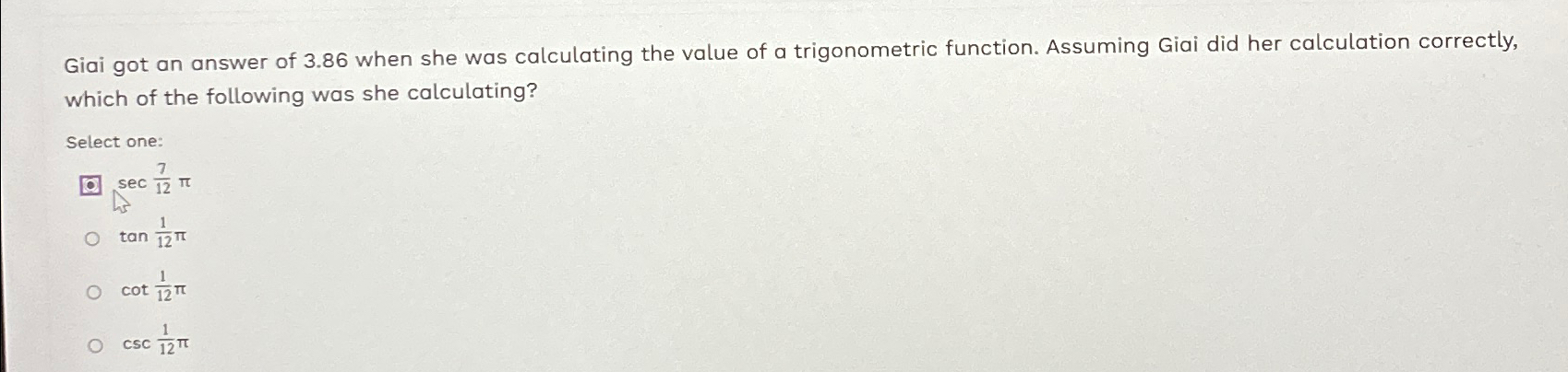Solved Giai got an answer of 3.86 ﻿when she was calculating | Chegg.com