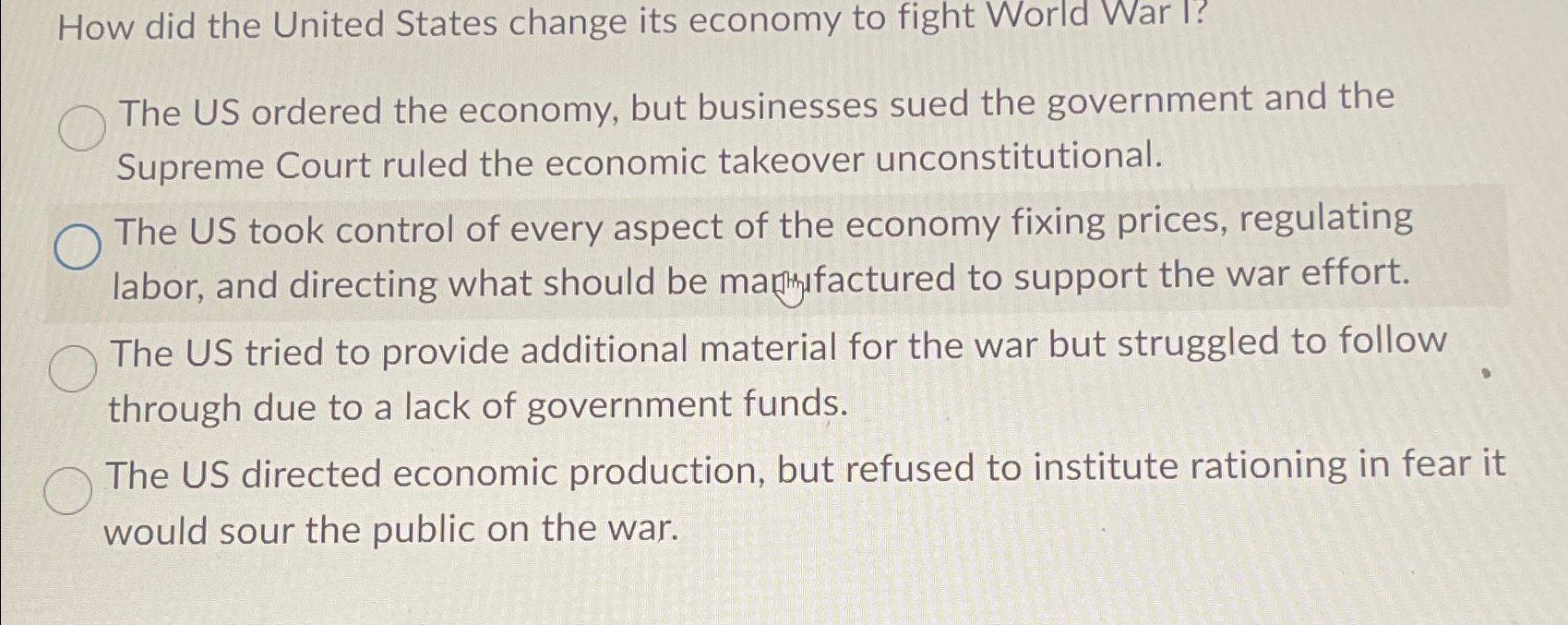 Solved How did the United States change its economy to fight | Chegg.com