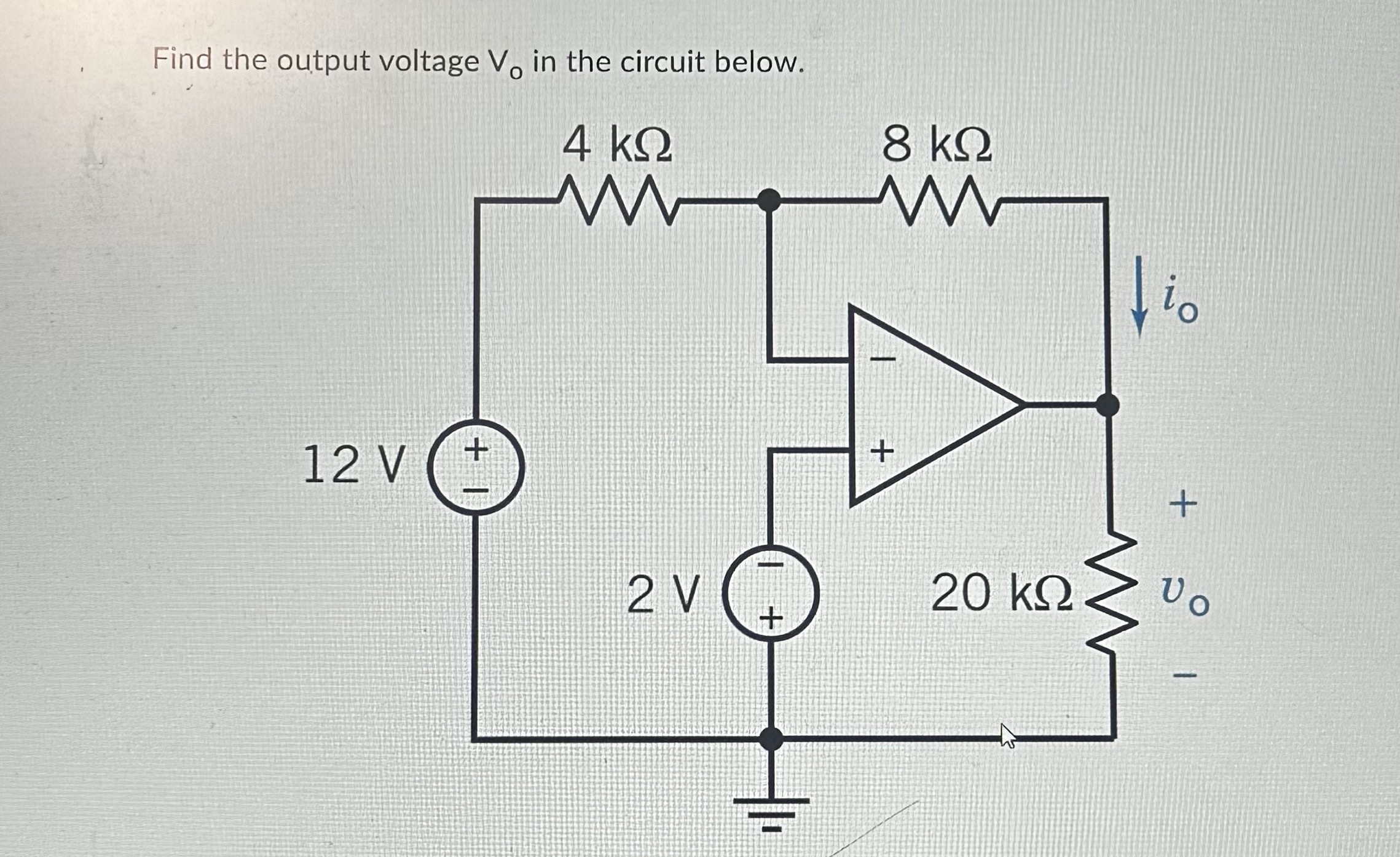 Solved Find the output voltage V0 ﻿in the circuit below. | Chegg.com
