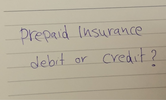 Solved Prepaid Insurance debit credit ? or | Chegg.com