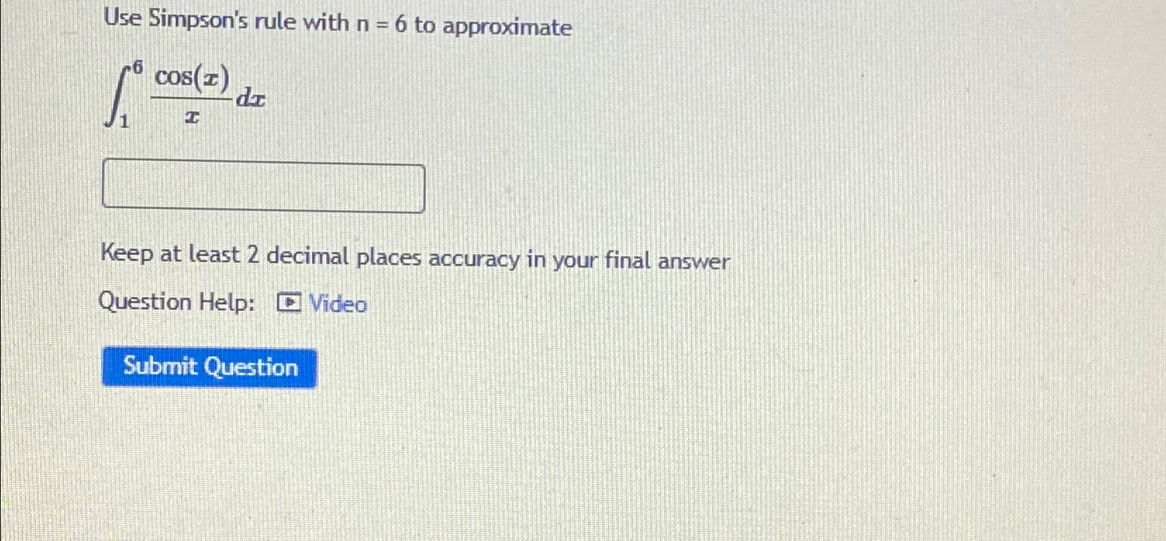 Solved Use Simpson's rule with n=6 ﻿to | Chegg.com