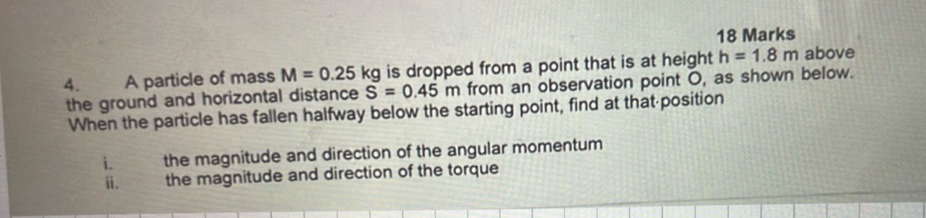 Solved 18 ﻿Marks4. ﻿A particle of mass M=0.25kg ﻿is dropped | Chegg.com