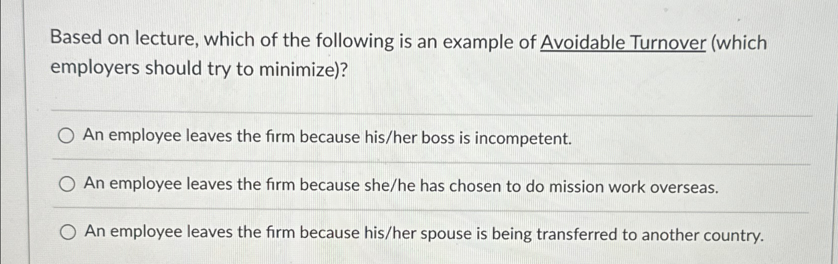 Solved Based on lecture, which of the following is an | Chegg.com