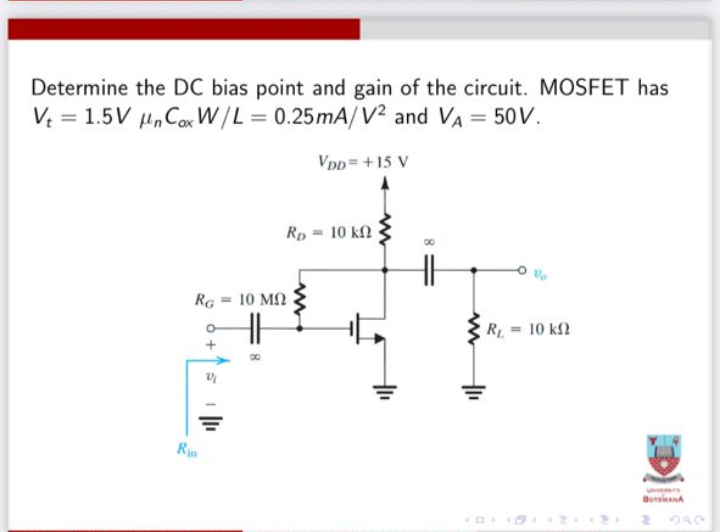 Solved Determine the DC bias point and gain of the circuit. | Chegg.com