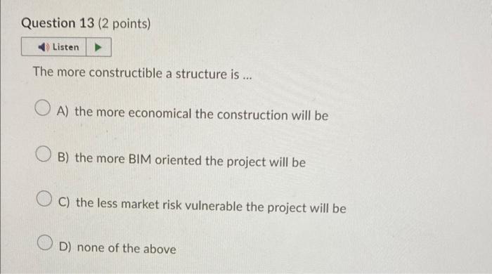 Solved Constructability (or buildability) is: A) is a | Chegg.com