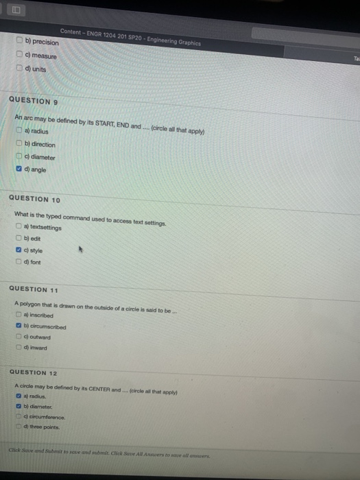 Solved Content --ENGR 1204 201 SP20 - Engineering Graphics | Chegg.com