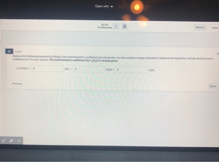 Solved Open with 25:19 Time Remaining Return Next 29 1 point | Chegg.com