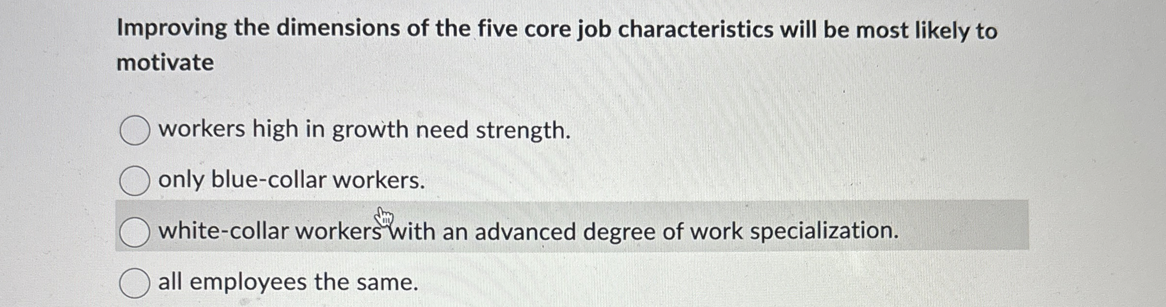 Solved Improving the dimensions of the five core job | Chegg.com