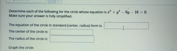 Solved Determine each of the following for the circle whose | Chegg.com