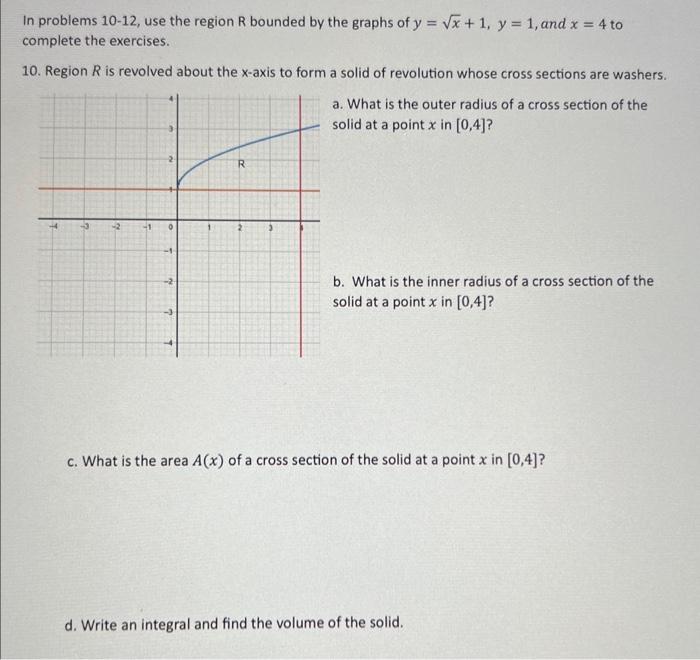 Solved In problems 10−12, use the region R bounded by the | Chegg.com
