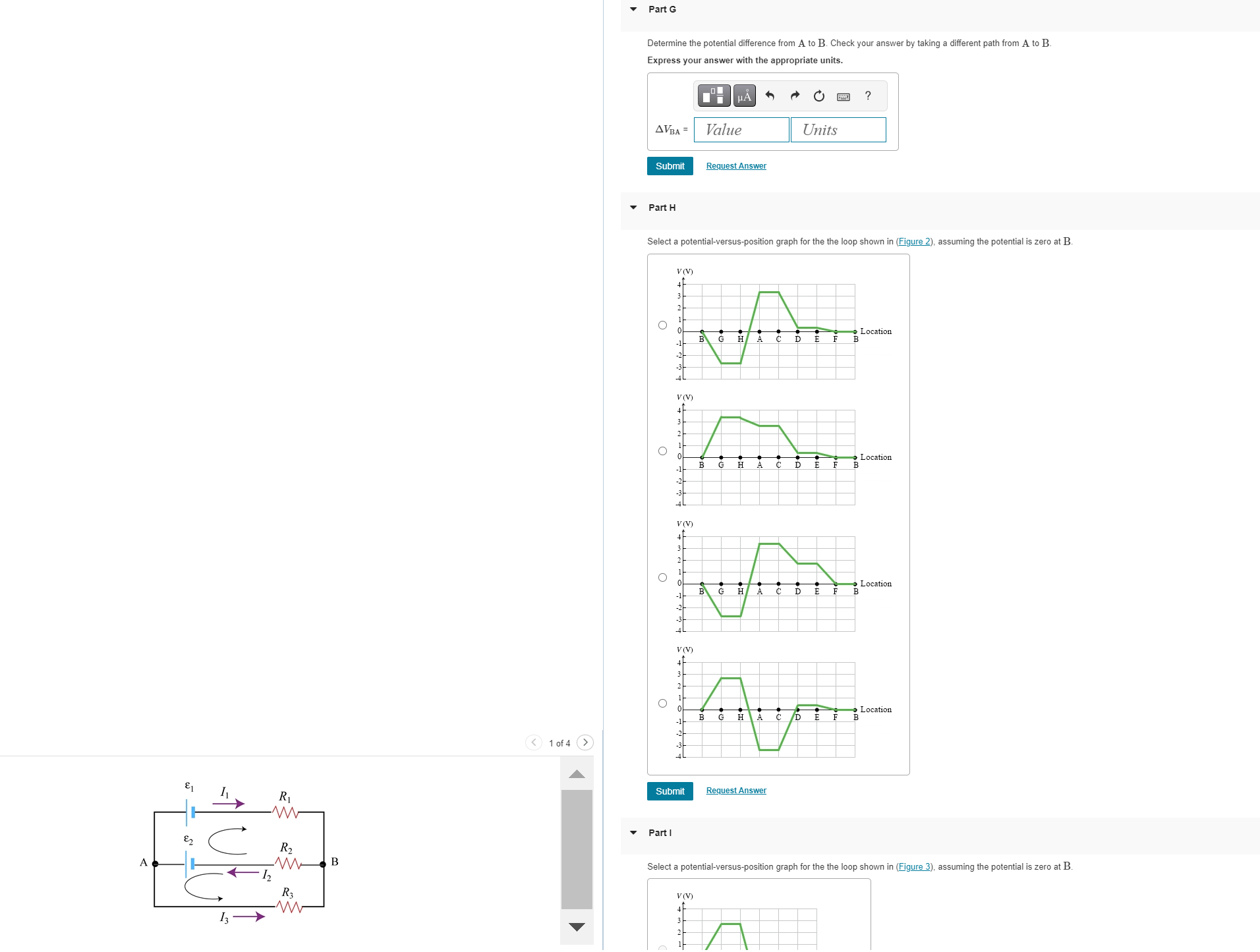 Part GDetermine the potential difference from A to B. | Chegg.com