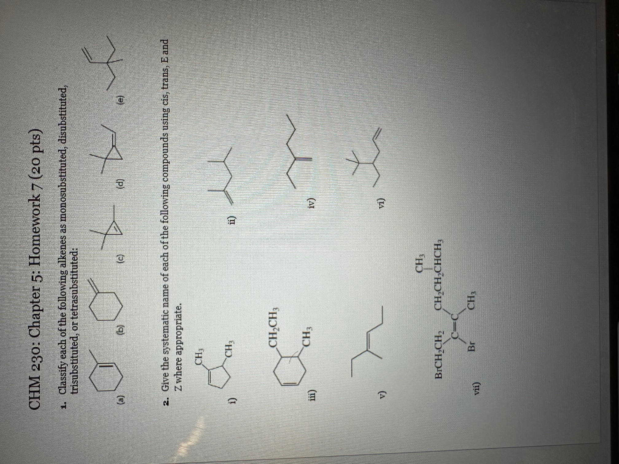 Solved CHM 230: Chapter 5: Homework 7 (20 ﻿pts)1. ﻿Classify | Chegg.com