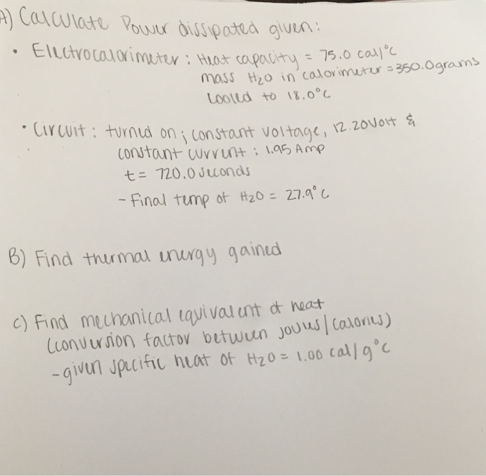 Solved How to calculate power dissipated, thermal energy and | Chegg.com