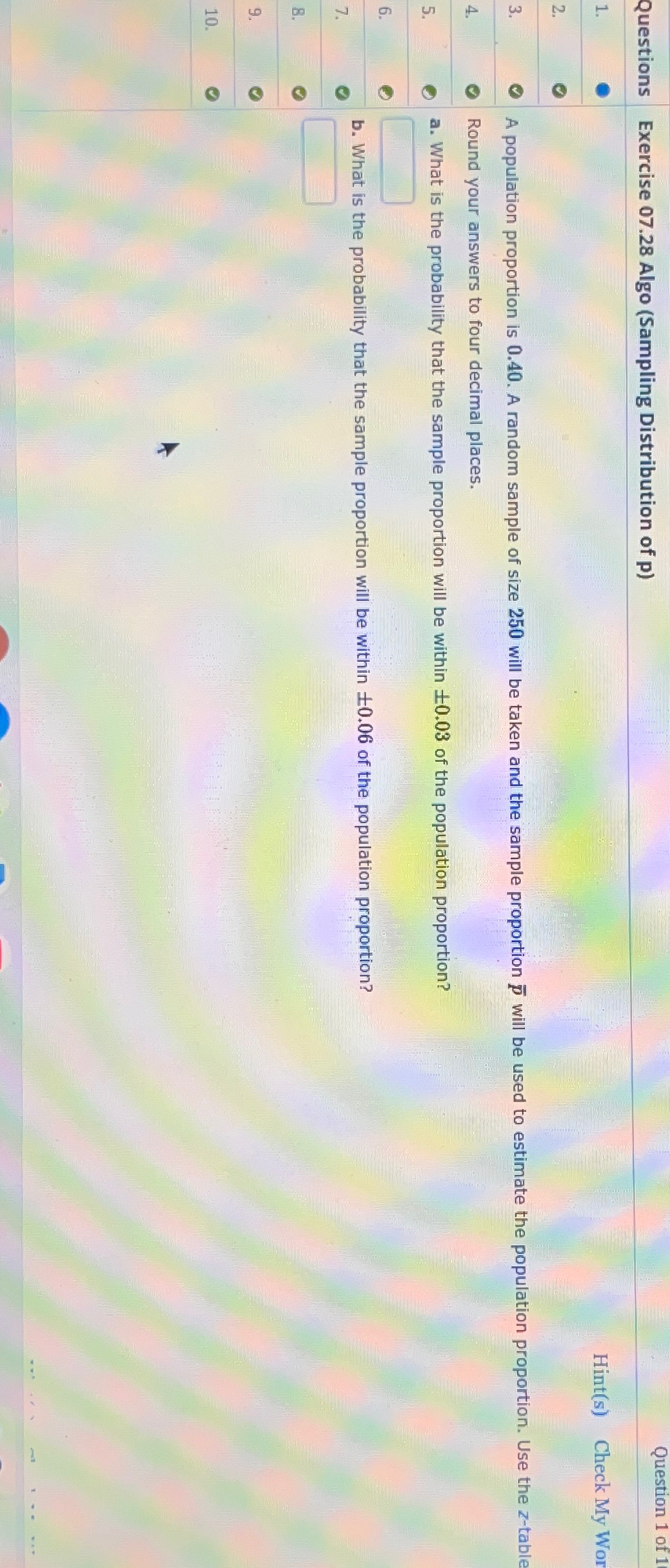 Solved QuestionsExercise 07.28 ﻿Algo (Sampling Distribution | Chegg.com
