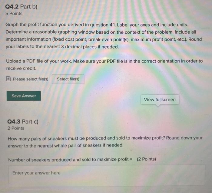 Solved Q4 Functions: Profit Function Quadratic 10 Points The | Chegg.com