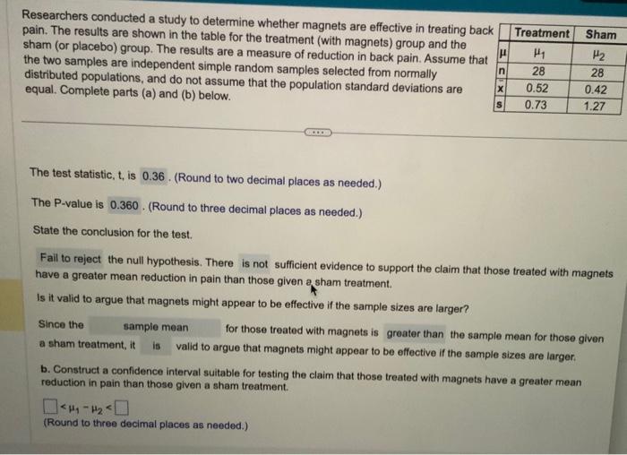 Solved Researchers conducted a study to determine whether | Chegg.com