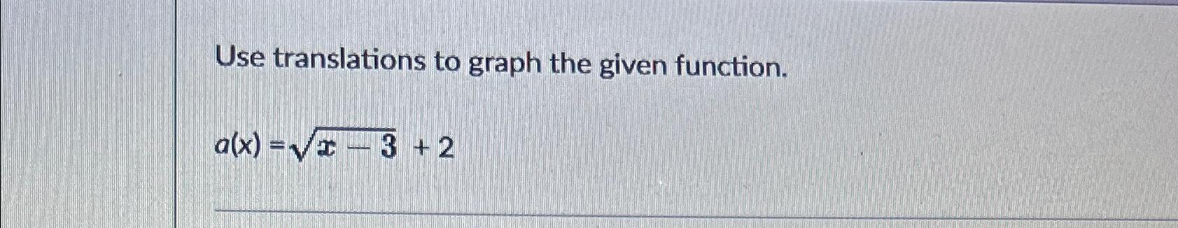 Solved Use translations to graph the given | Chegg.com