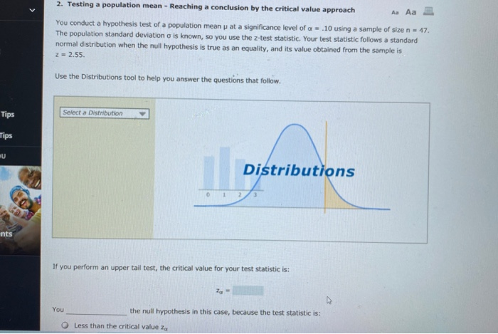 Solved 2 Testing A Population Mean Reaching A Conclusion