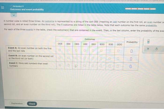 Solved = O PROBABILITY Outcomes and event probability A | Chegg.com