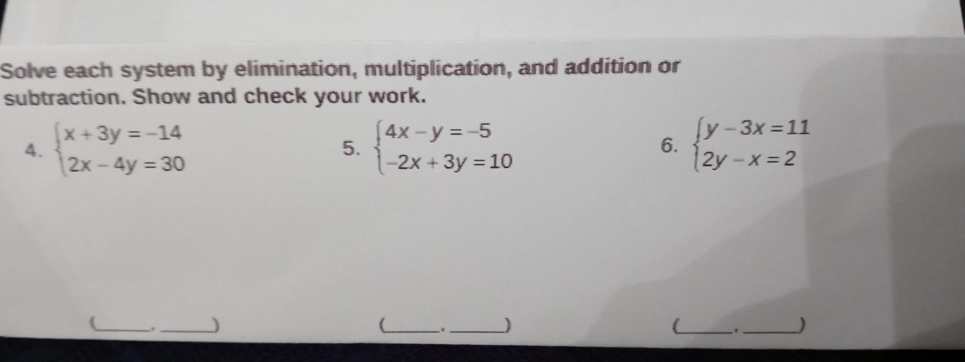 Solved Solve each system by elimination, multiplication, and | Chegg.com