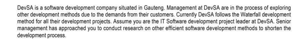 Solved DevSA is a software development company situated in | Chegg.com