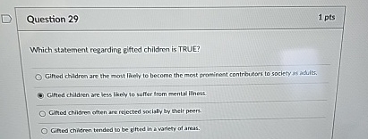Solved Question 291 ﻿ptsWhich statement regarding gifted | Chegg.com