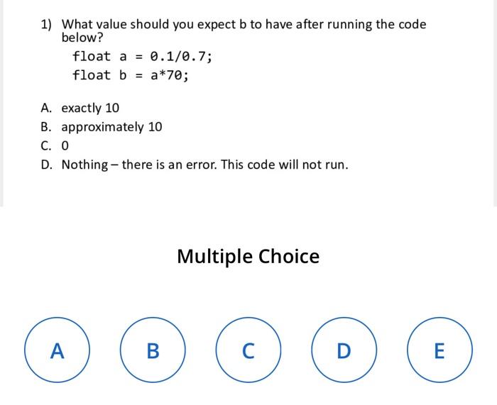 Solved 1) What value should you expect b to have after | Chegg.com