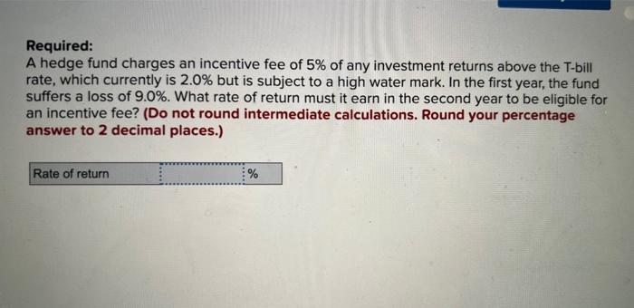 Solved Required: A hedge fund charges an incentive fee of 5% | Chegg.com
